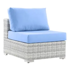 MODWAY Convene Outdoor Patio Armless Chair - Light Gray Light Blue