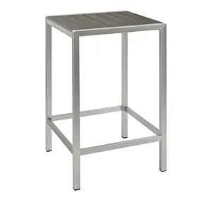 MODWAY Shore Outdoor Patio Aluminum Bar Table - Silver Gray