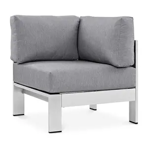 MODWAY Shore Outdoor Patio Aluminum Corner Sofa - Silver Gray