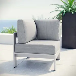 MODWAY Shore Outdoor Patio Aluminum Corner Sofa - Silver Gray