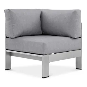 MODWAY Shore Outdoor Patio Aluminum Corner Sofa - Silver Gray