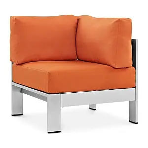 MODWAY Shore Outdoor Patio Aluminum Corner Sofa Silver Orange