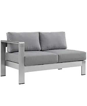 MODWAY Shore Left-arm Corner Sectional Outdoor Patio Aluminum Loveseat - Silver Gray