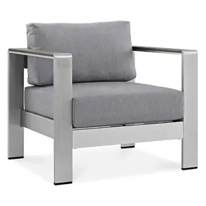 MODWAY Shore Outdoor Patio Aluminum Armchair - Silver Gray