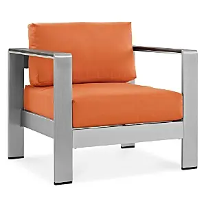 MODWAY Shore Outdoor Patio Aluminum Armchair Silver Orange