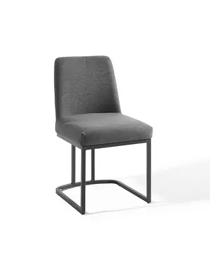 MODWAY Amplify Sled Base Upholstered Fabric Dining Side Chair Black Charcoal
