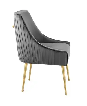 MODWAY Discern Pleated Back Upholstered Performance Velvet Dining Chair - Gray