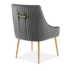 MODWAY Discern Pleated Back Upholstered Performance Velvet Dining Chair - Gray