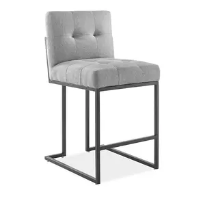 MODWAY Privy Black Stainless Steel Upholstered Fabric Counter Stool Gray