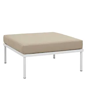 MODWAY Harmony Outdoor Patio Aluminum Ottoman White Beige