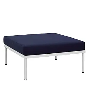 MODWAY Harmony Outdoor Patio Aluminum Ottoman White Navy