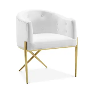 MODWAY Savour Tufted Performance Velvet Accent Dining Armchair - White