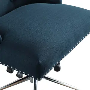 MODWAY Regent Tufted Button Swivel Upholstered Fabric Office Chair