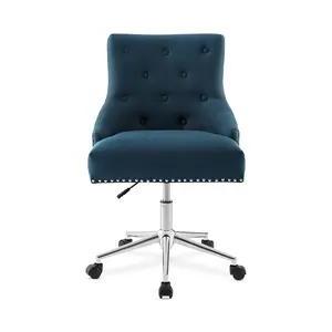 MODWAY Regent Tufted Button Swivel Upholstered Fabric Office Chair