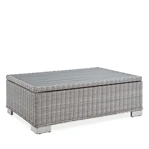 MODWAY Conway 45 Outdoor Patio Wicker Rattan Coffee Table - Light Gray