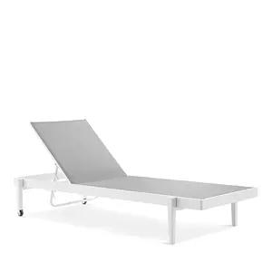 MODWAY Charleston Outdoor Patio Chaise Lounge Chair - White/gray
