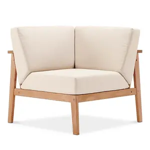 MODWAY Sedona Outdoor Patio Eucalyptus Wood Sectional Sofa Corner Chair - Natural Taupe