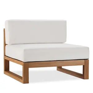 MODWAY Upland Outdoor Patio Teak Wood Armless Chair - Natural White