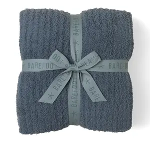Barefoot Dreams Cozychic Ribbed Throw Blue Cove
