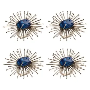 KIM SEYBERT Flare Napkin Rings, Set Of 4 Cobalt/silver