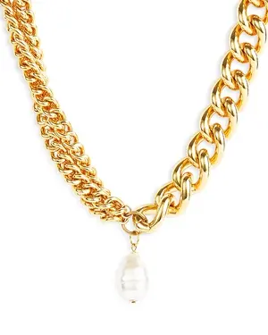 KENNETH JAY LANE Imitation Pearl Pendant Necklace - White/gold