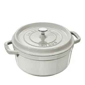 STAUB Round Cocotte, 4 Quart - White Truffle