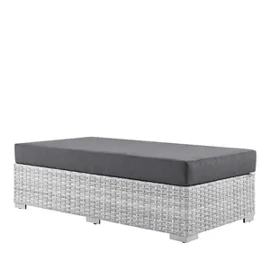 MODWAY Convene Outdoor Patio Rectangular Ottoman - Light Gray Charcoal