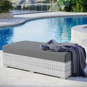 MODWAY Convene Outdoor Patio Rectangular Ottoman - Light Gray Charcoal