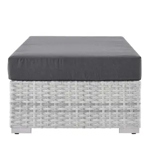MODWAY Convene Outdoor Patio Rectangular Ottoman - Light Gray Charcoal