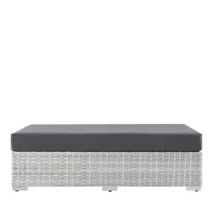 MODWAY Convene Outdoor Patio Rectangular Ottoman - Light Gray Charcoal