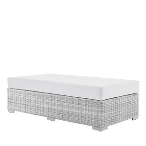 MODWAY Convene Outdoor Patio Rectangular Ottoman Light Gray/white
