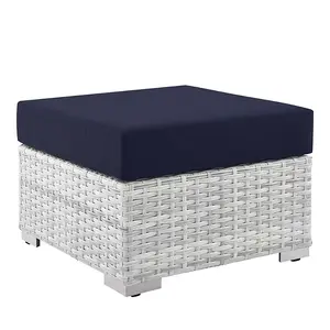 MODWAY Convene Outdoor Patio Ottoman - Light Gray/navy