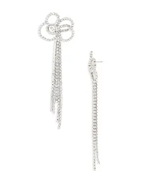 KENNETH JAY LANE Crystal Bow Earrings - Silver