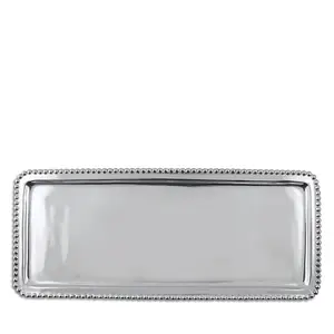 MARIPOSA Beaded Long Serving Tray - Silver