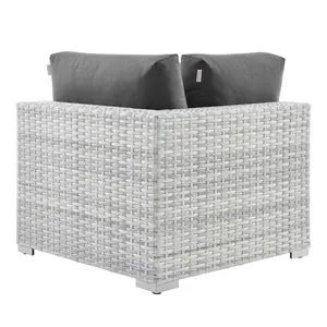 MODWAY Convene Outdoor Patio Corner Chair - Light Gray Charcoal