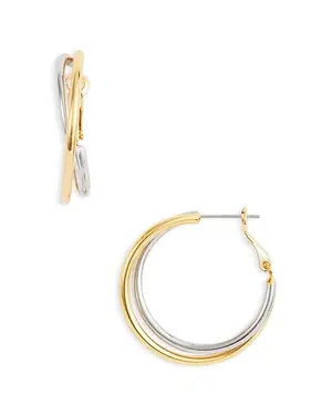 KENNETH JAY LANE Twist Hoop Earrings - Gold/silver