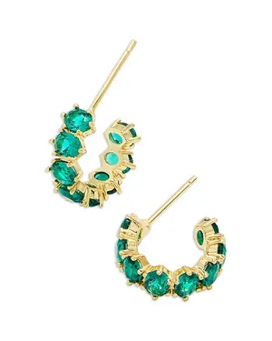 Kendra Scott Cailin Cubic Zirconia Huggie Hoop Earrings Gold/green