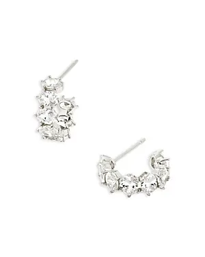 Kendra Scott Cailin Cubic Zirconia Huggie Hoop Earrings Silver