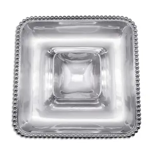 MARIPOSA Pearled Square Chip & Dip Server - Silver