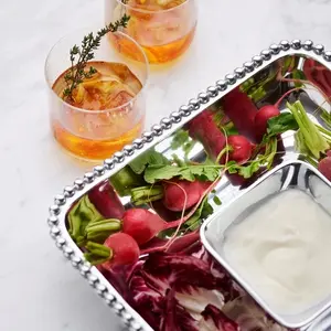 MARIPOSA Pearled Square Chip & Dip Server