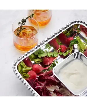MARIPOSA Pearled Square Chip & Dip Server