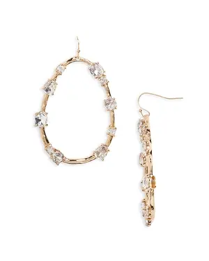 KENNETH JAY LANE Crystal Oval Hoop Earrings - Gold