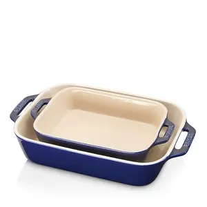STAUB Ceramic Rectangular Baking Dish 2-piece Set - Blue