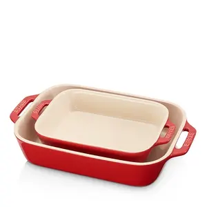 STAUB Ceramic Rectangular Baking Dish 2-piece Set - Cherry