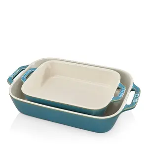STAUB Ceramic Rectangular Baking Dish 2-piece Set - Turquoise