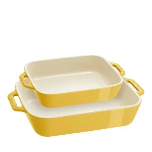 STAUB Ceramic Rectangular Baking Dish 2-piece Set - Yellow