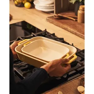 STAUB Ceramic Rectangular Baking Dish 2-piece Set - Yellow