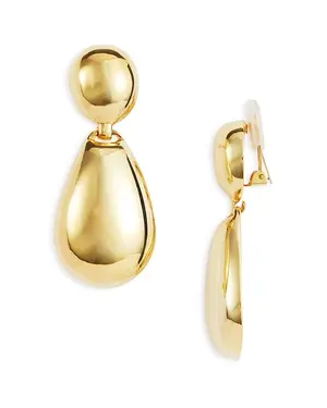 KENNETH JAY LANE Oval Clip-on Drop Earrings - Gold