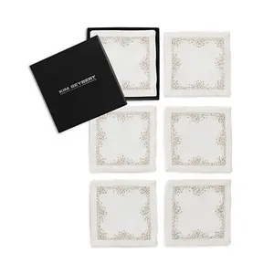 KIM SEYBERT Pin Dot Cocktail Napkins, Set Of 6 - White/gold