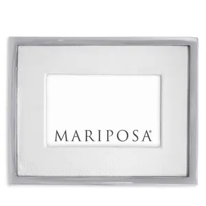 MARIPOSA Leather With Metal Border Frame, 4 X 6 - White